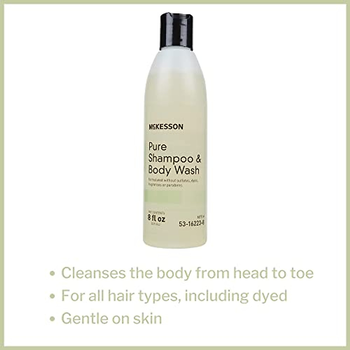 McKesson Pure Shampoo and Body Wash, Sulfates, Dyes, Fragrance and Parabens Free, Unscented, 8 oz, 1 Count
