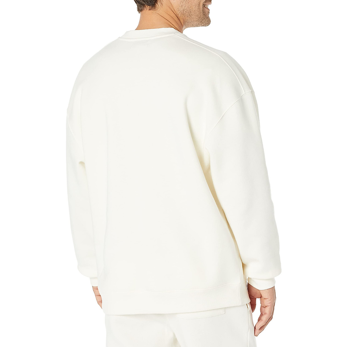 Amazon Essentials Men's Oversized-Fit Crewneck Sweatshirt (Available in Big & Tall), Eggshell White, Small