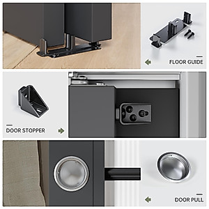 EaseLife 5FT/60in Bypass Double Sliding Pocket Door Hardware Kit,Commercial Grade,Aluminum,Bypassing Wardrobe Closet Door Track for 2 Door System,Slide Smoothly Quietly,Easy Install,No Doors