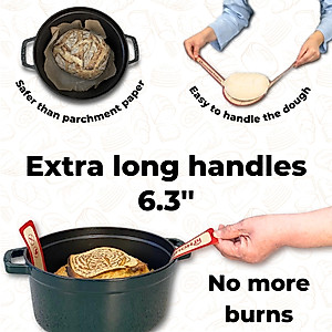 Silicone Baking Mat for Dutch Oven with Sourdough Beginner Kit — Dutch Oven Sling with Long Handles & Scoring Knife & Bread Recipes Book — Round 8.3 Inch