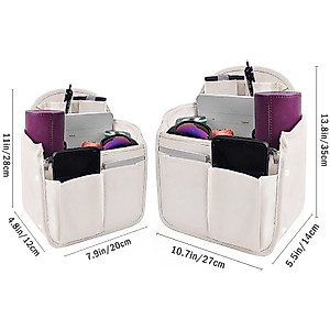 Vercord Backpack Organizer Insert Liner Hanging Travel Bag in Bag with Many Pockets Beige Medium