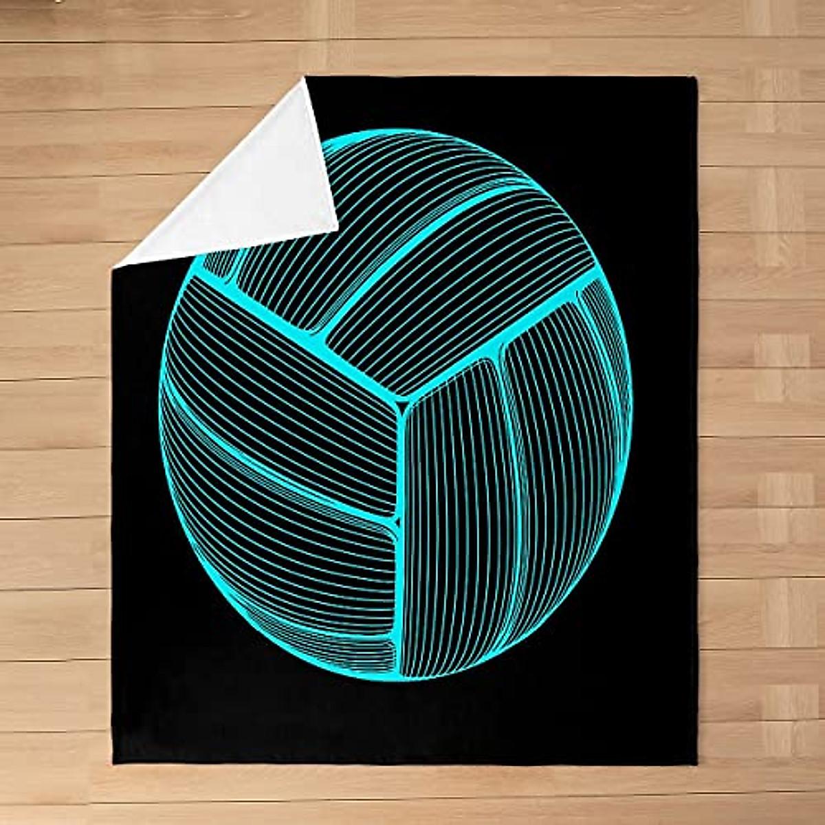 Volleyball Pattern Plush Throw Blanket,for Ball Sports Flannel Fleece Blanket Decorative Teal Neon Ball Games All Season,Bed Blanket Volleyball Player 40"x50"