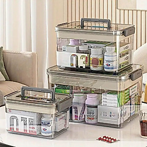 Ledander Portable Medicine Storage Box with Compartments, Clear Plastic (white)