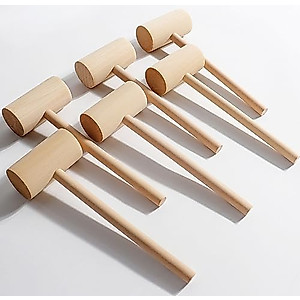 Large Wooden Hammer 7.3in Seafood Hammers for Cracking Crab Lobster Shellfish, Wooden Mallet for Chocolate Breakable Heart Smash, Crafts(6 Pack)