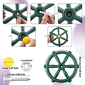 Rcanedny 3 Pack Playground Steering Wheel Swingset Steering Wheel Pirate Ship Steering Wheel Toys for Kids Outdoor Playground Ship Playhouse Treehouse Decor (Blue,Green,Yellow)