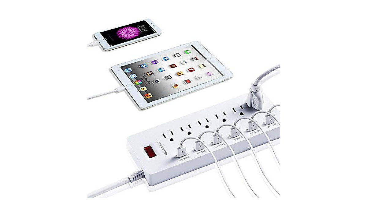 HITRENDS Power Strip with 6 Outlets & 6 USB Ports