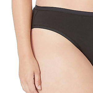 Amazon Essentials Women's Cotton Bikini Brief Underwear (Available in Plus Size), Pack of 6, Black, Large