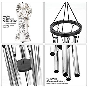 Memorial Wind Chimes with Celtic Angel & Heart - Goodbyes are Not Forever - Sympathy Gift for Loss of a Loved One