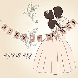 Junxia Miss to Mrs Wedding or Party Natural Burlap Banner Decoration