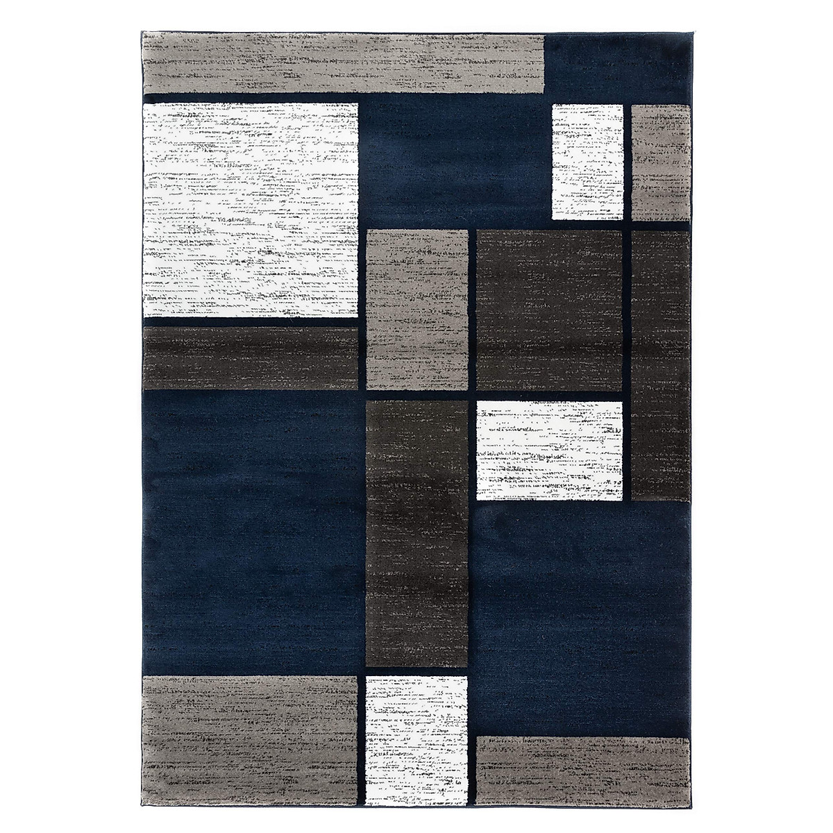 Rugshop Contemporary Modern Boxes Area Rug 3'3" x 5'3" Navy