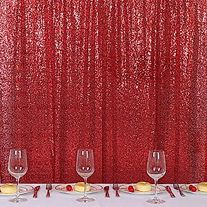 TRLYC 4Ft7Ft Photo Booth Backdrop Red Sparkly Wedding and Party Curtain