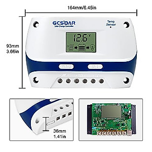 GCSOAR Solar Charge Controller PWM,30A,12V/24V,with LCD Display,Suitable for Sealed, Gel, Flooded Battery,Used in RVs, Trailers, Boats, Yachts,Home Use,Farm