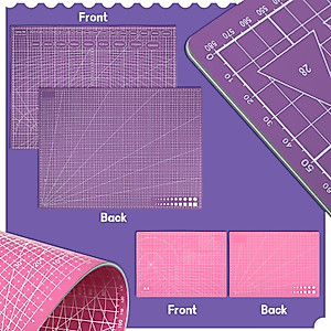 Fulmoon 2 Pcs Self Healing Cutting Mat 18 x 24'' and 9 x 12'' Non Slip Rotary Cutting Mat or Sewing Hobby Mat Quilting Mat PVC Double Sided 5 Ply Craft for Fabric Scrapbooking Project