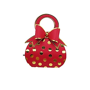 50pcs Red and Gold Bowknot Handbag with Gold Foil Dot Wedding Favor boxes Candy Box with Bow with handle for Wedding Birthday Favor Bridal Shower Baby Shower Party Favor