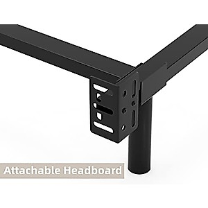 THEOCORATE Full Bed Frame, 7 Inch Metal Low Profile Bed, Box Spring Foundation, 9-Leg Support, Noise-Free, Easy Assembly, Black