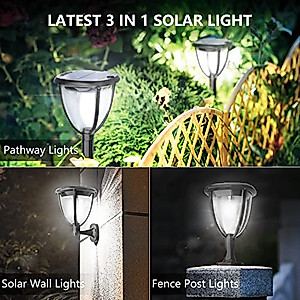 Solar Pathway Lights Outdoor, Solar Powered Walkway Lights Dusk to Dawn Up to 12Hrs, IP65 Waterproof Auto On/Off Soalr Landscape Path Lighting Decorative for Garden Yard Patio Lawn Driveway -2 Pack