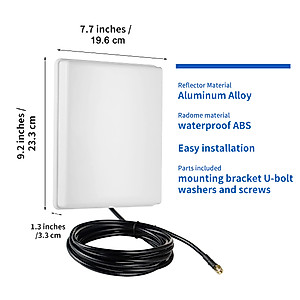 Outdoor 15dBi Dual Band WiFi 2.4GHz 5GHz 5.8GHz Long-Range Directional Panel Antenna with 10Ft Cable for WiFi Router Wireless Network Card Security IP Camera Video Surveillance Monitor, Eifagur