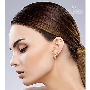 Solid 14k Yellow Gold Evil Eye Stud Earrings with Sparkling Cubic Zirconia (Yellow Gold)