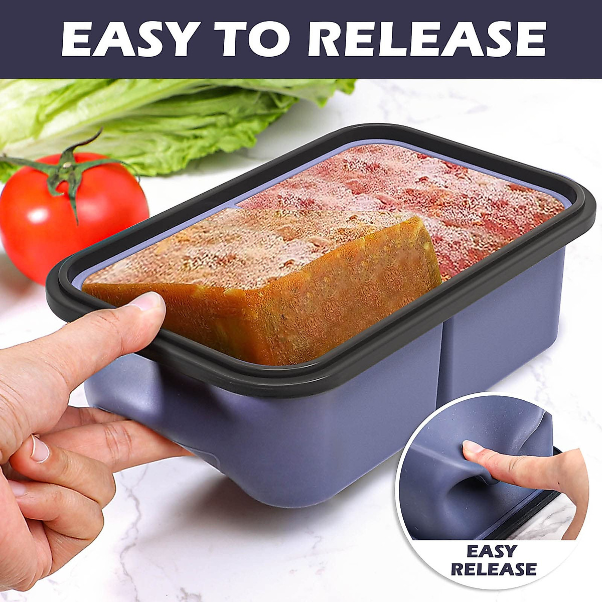 Webake Silicone Freezer Tray with Lid, 2 Cup Ice Cube Tray for Soup Sauce Meal Prep, BPA Free - Grey