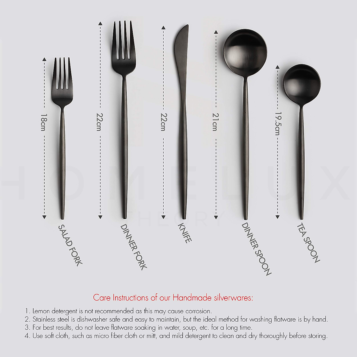Homelux Theory 18/10 Stainless Steel Silverware Set, 4 Cutlery Set of 5pc Heavy Duty Spoons & Forks Set, Kitchen Silverware Set Dishwasher Safe, Elegant Adaline Royal Modern Utensils & Flatware Set