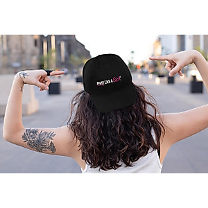 Fight Like a Girl Breast Cancer Embroidered Cap,Black,One Size