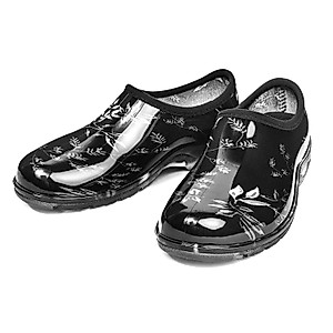 DKSUKO Women's Rain Boots Waterproof High Top Rain Shoes with Lace Up Anti-Slip Garden Shoes(Tree Leaf,8)