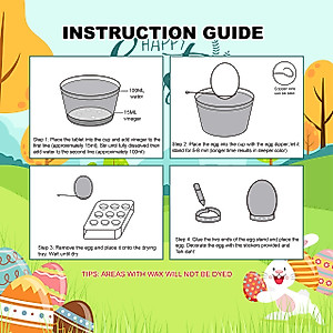 Klever Kits 47 Pcs Easter Egg Dye Decorating Kit Gift with Painting Crafts, Stickers for Kids Boys Girls Easter Creativity Activity, Party Decor, Party Favor