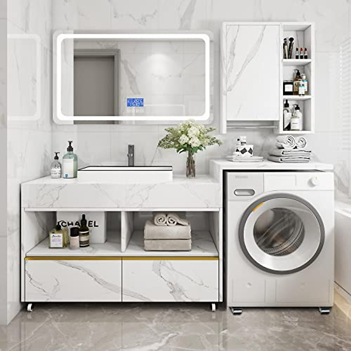 Heavy Duty Extendable Appliance Rollers Mobile Washing Machine Base Extensible Appliance Roller, Dryer Base, Non-Slip, with Wheels (grey)