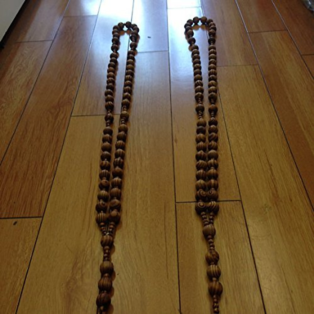 Giant Big Beads Rosario Natural Wood Chain Jesus Cross Xl Large 40" Wall Rosary