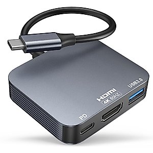 USB C to HDMI Adapter【4K@60HZ】, Vilcome Type-C to HDMI Adapter Multiport with USB Type C PD & USB 3.0 Port, HDMI to USB C Adapter for MacBook Pro/Air, Ipad Pro/Air, Dell XPS 13/15