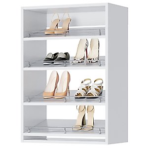 Short Closet Shelves Tower - Modular Closet System with Shoe Shelves (4) - Corner Closet System - Closet Organizers and Storage Shelves (White, 19.5 inches Wide) Closet Shelving