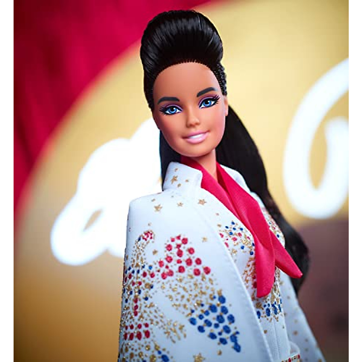 Barbie Signature Elvis Presley Barbie Doll (12-in) With Pompadour Hairstyle, Wearing “American Eagle” Jumpsuit, Gift for Collectors