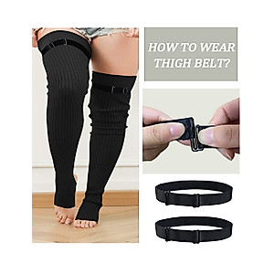 v28 Plus Size Knit Leg Warmer Women Thick Thigh High Boot Extra Long Large Socks(Plus Size- Black)