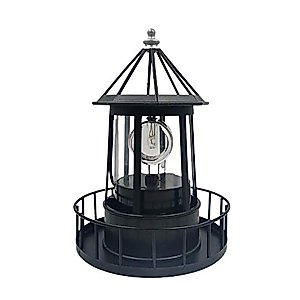 PXRJE Solar Lighthouse，LED Solar Powered Lighthouse, 360 Degree Rotating Lamp,Solar Powered Waterproof Lawn Lights,IP65 Waterproof LED Solar Lighthouse Garden Yard Outdoor Decor(Black)