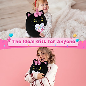 Happy Birthday Gift Black Cat Plush Toys-11'' Black Cat Plushies Anime Plush-Kawaii Birthday Plushie Stuffed Animals Cute Plushies, Black Cat Plush Pillow Cat Plushie Birthday Gifts for Kids