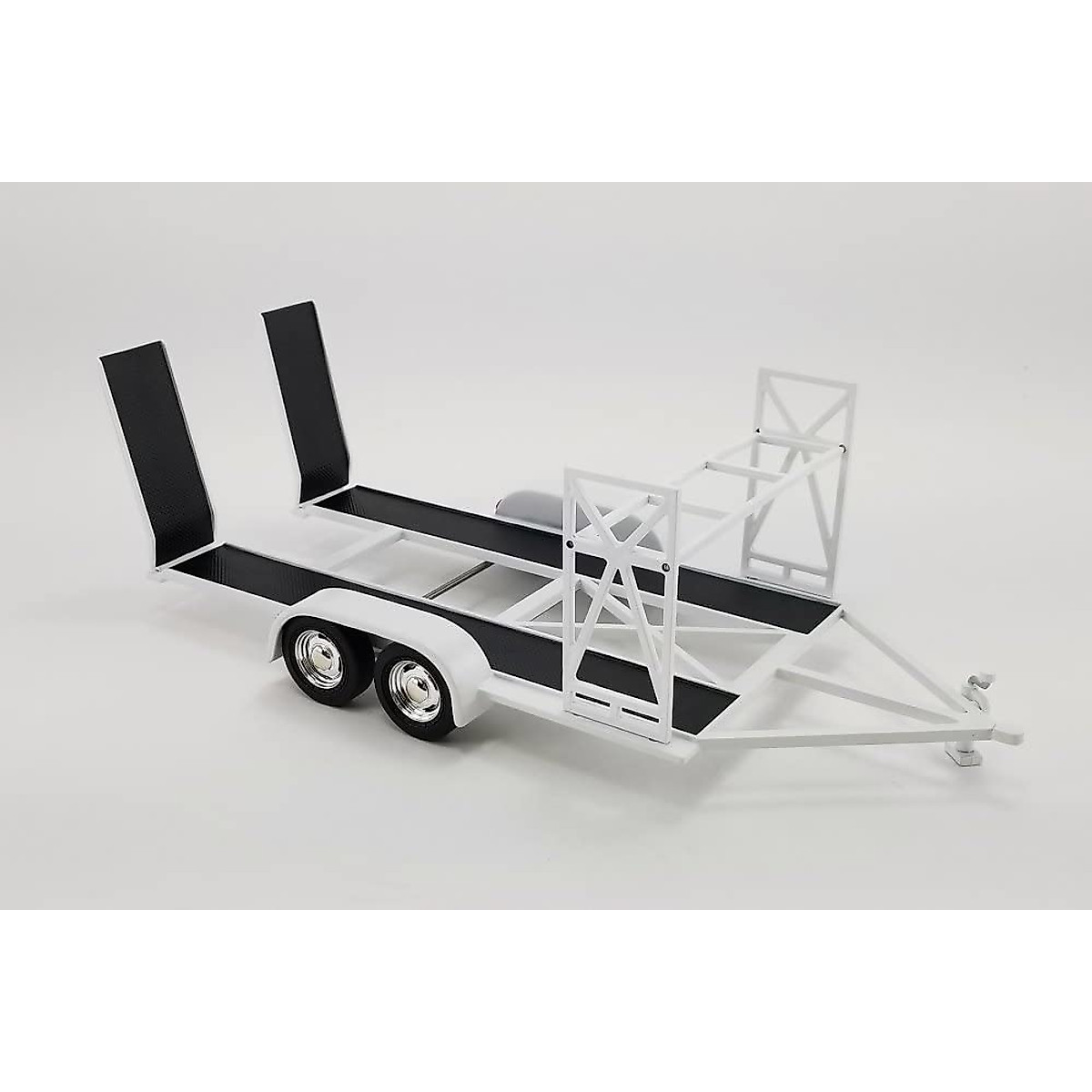 ModelToyCars Tandem Car Trailer with Tire Rack, White - Acme 18984-1/18 Scale Diecast Accessory