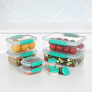 Sistema 10 Piece Food Storage Containers with Salad Dressing and Condiment Containers and Lids for Meal Prep, Dishwasher Safe, Clear/Green