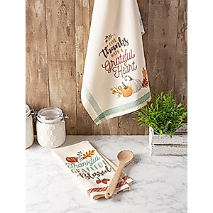 DII Fall Kitchen Towels for Kitchen Decorative Cotton Dish Towel Set, 18x28, Grateful Heart, 2 Count