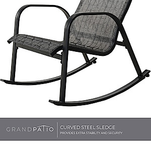 Grand patio Outdoor Rocking Chair Mesh Sling Rocking Chair Seating Outside for Front Porch Garden Patio Backyard (Black&Grey Plaid, 2 Piece)