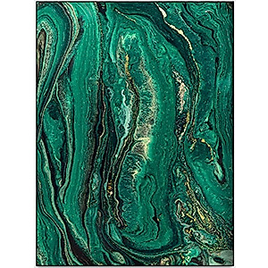 Emerald Green Gold Abstract Modern Area Rugs 4x6 Marble Pattern Hunter Carpets Rugs for Living Room Bedroom Dining Room Retro Accent Home Office Floor Rugs Indoor Non-Slip Kicthen Laundry Room Rug
