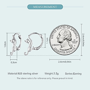 MUNDELL 925 Sterling Silver Cute Cat Huggie Hoop Earrings for Cat Lovers Hypoallergenic Hoop Earrings Statement Fine Jewelry