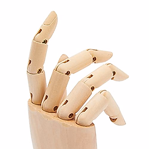Wooden Hand Model, 7 in Right Hand Art Mannequin Figure with Posable Fingers for Drawing School, Practice, Supplies, Hand Jewelry Display, Decoration, Sketching
