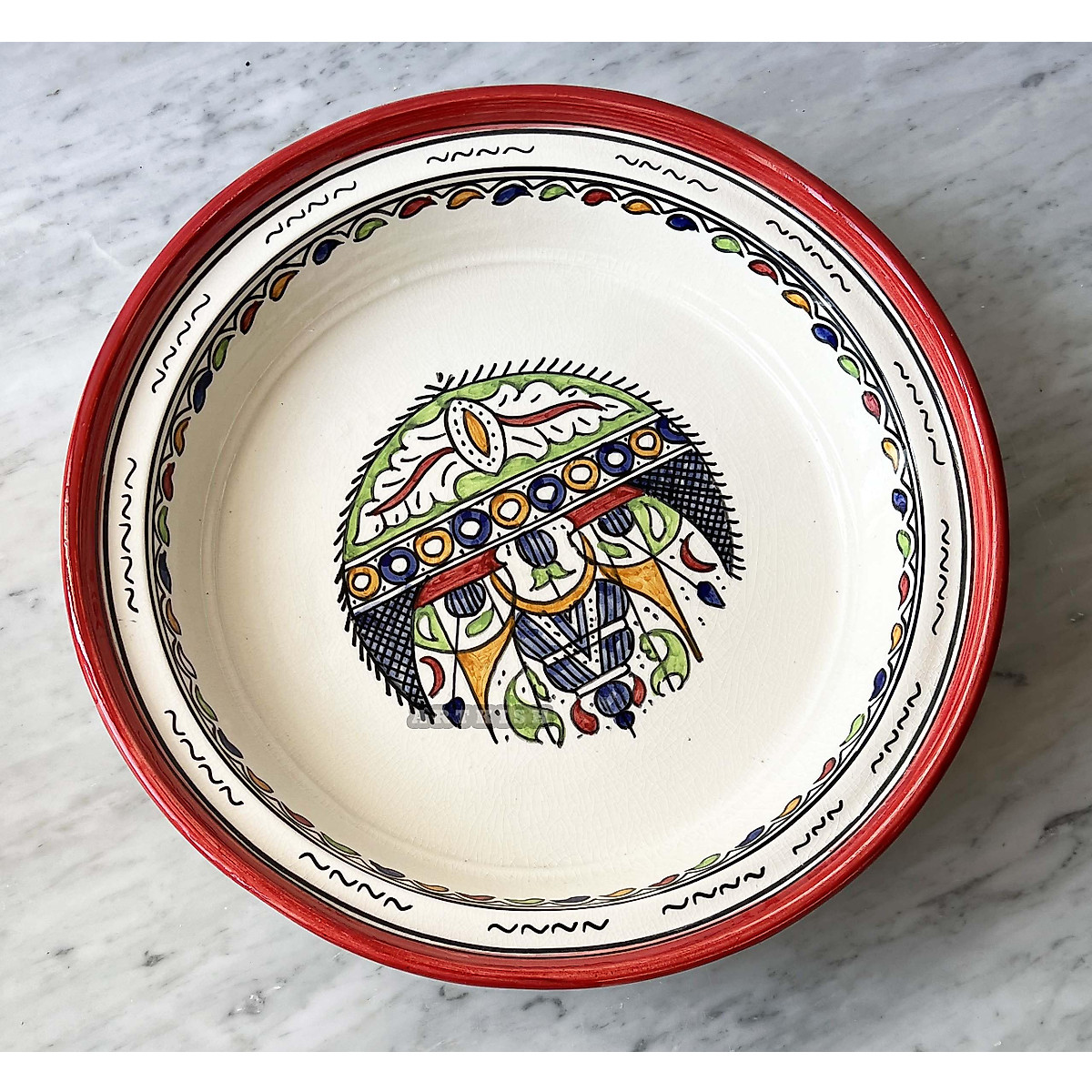 ARTKISH Large Ceramic Tajin Pot for Cooking and Serving Ideal Housewarming Gift - Artisan Moroccan Clay Tagine Pot Slow Cooker, Hand Painted Pottery Cookware. (30cm = 12 inch)