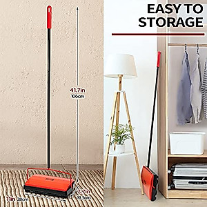 JEHONN Carpet Floor Sweeper with Horsehair, Broom and Dustpan Set for Home