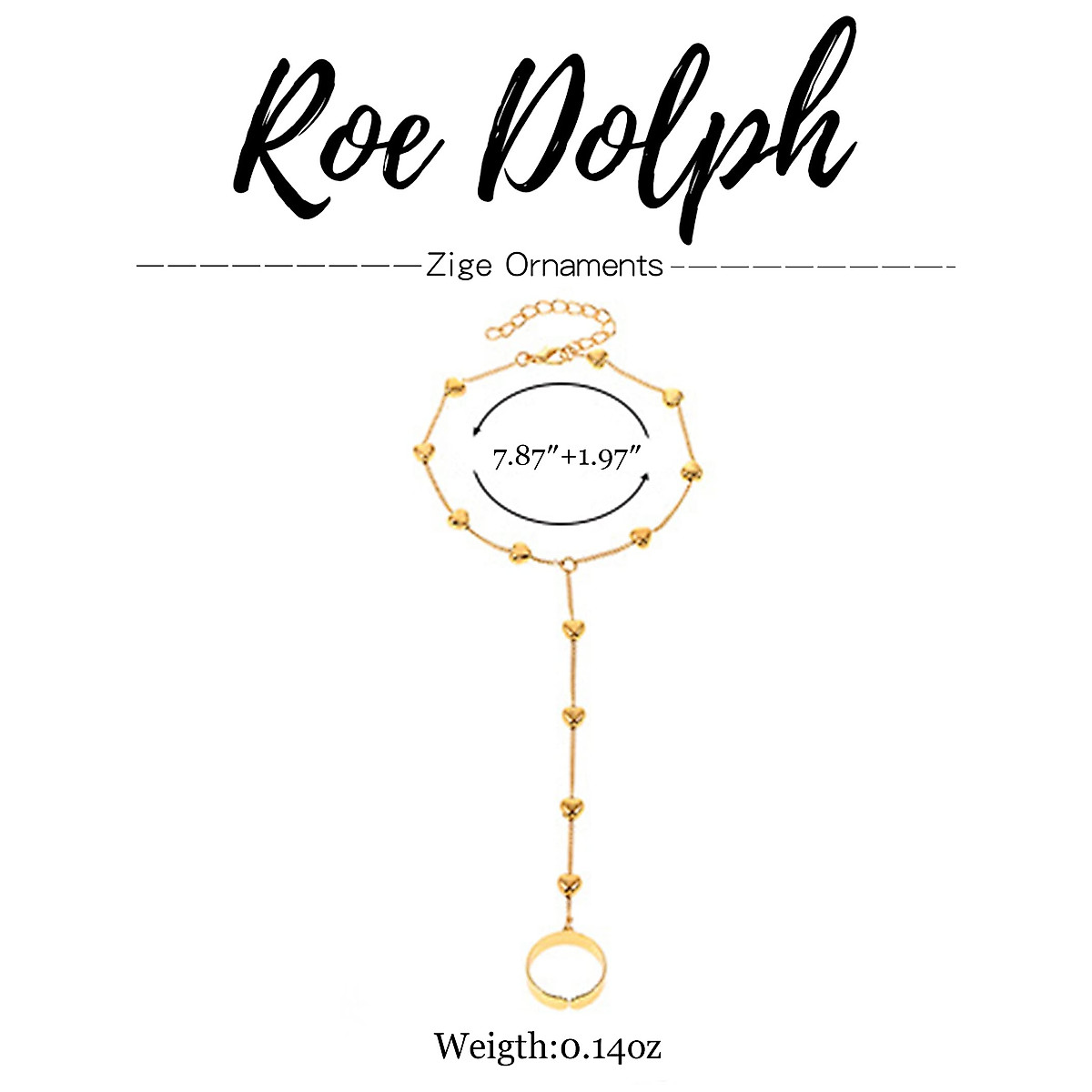 Roe Dolph Hand Chain Bracelet Ring Bracelet Hand Chain for Women Finger Ring Bracelet