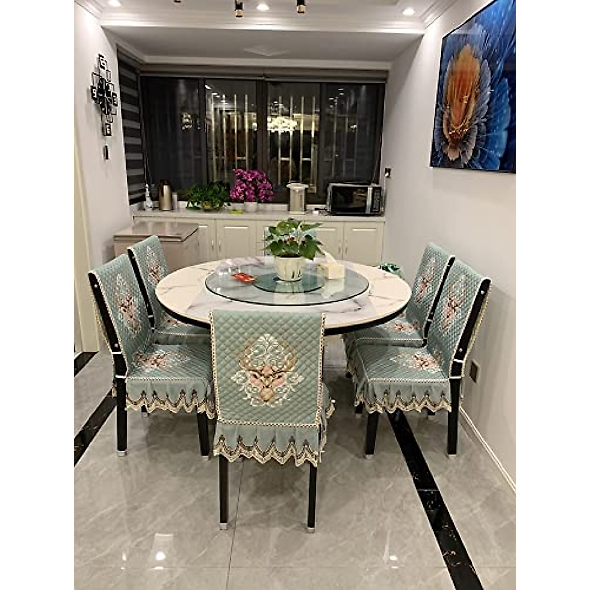 Round Lazy Susan Turntable Organizer for Table, Kitchen Tabletop Rotating Tray Tempered Glass Non-Skid Serving Plate, with Aluminum Base, Silent Smooth, Thick: 8mm, Diameter is 19"~39" (Size : 50cm/1