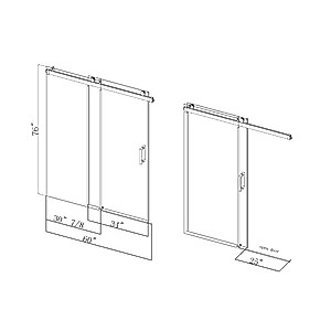 Jintop 56 to 60 in. W x 76 in. H Frameless Soft-Close Shower Door with Premium 3/8 Inch (10mm) Thick Tampered Glass,Bathtub W/Single Sliding Doors,Brushed Nickel