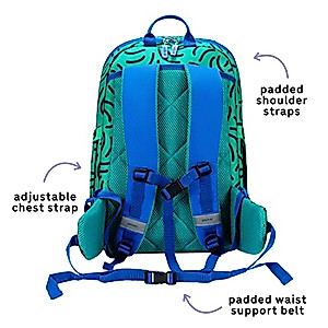 uninni 16" Kid's Backpack for Girls and Boys Age 6+ with Padded, and Adjustable Shoulder Straps. Fits Height 3'9" Kids (Strokes Green)