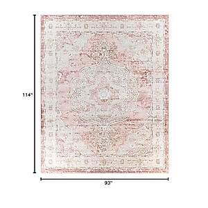 Mark&Day Area Rugs, 8x10 Bethlehem Traditional White Area Rug, Pink Beige Carpet for Living Room, Bedroom or Kitchen (7'9" x 9'6")