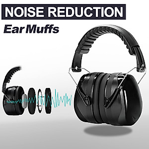 Yewltvep Shooting Ear Protection Earmuffs with Hard Storage Case, Earmuffs for Shooting Range, Gun Gange Hearing Protection with Shooting Glasses, Earplugs, Carrying Case-Hearing Ear Protection Kit